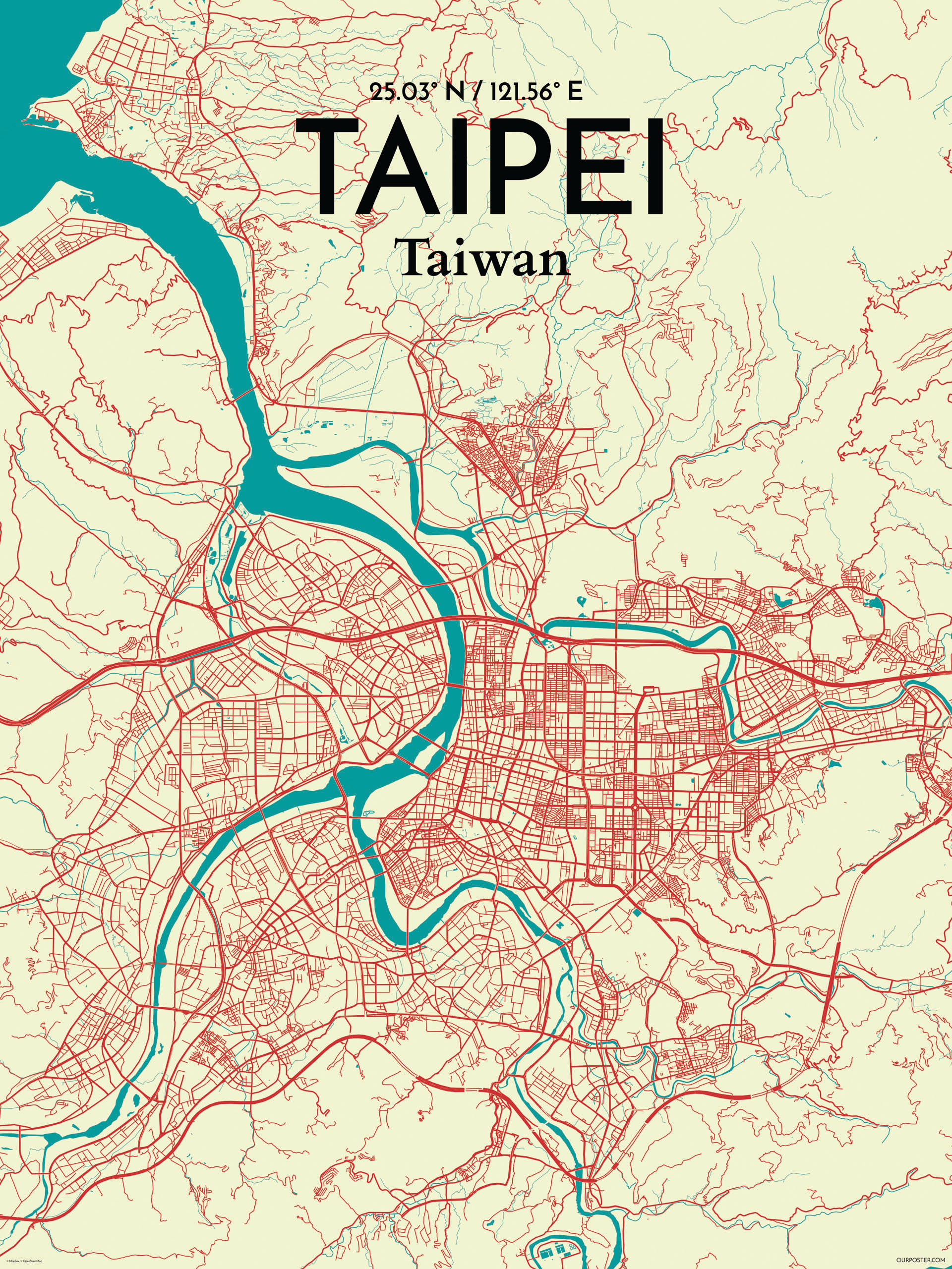 OurPoster.com Taipei City Map - Panoramic Graphic Art | Wayfair