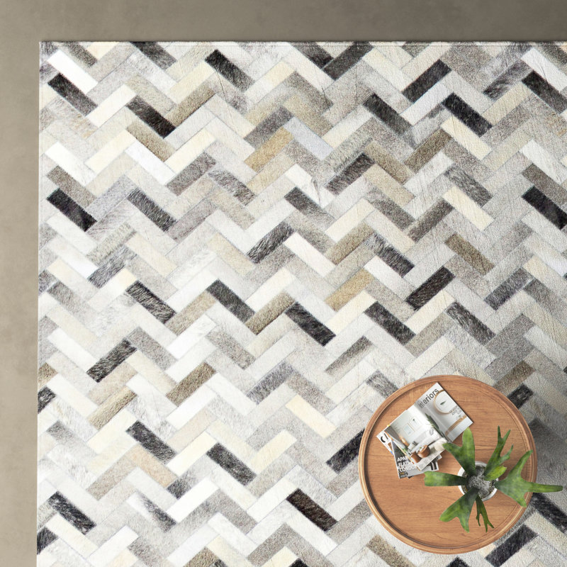 AllModern Marsha Handmade Cowhide Leather Ash Rug & Reviews | Wayfair