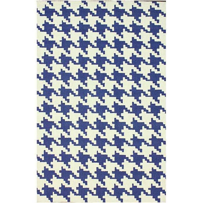 Brayden Studio® Oneil Regal Blue Houndstooth Area Rug | Wayfair