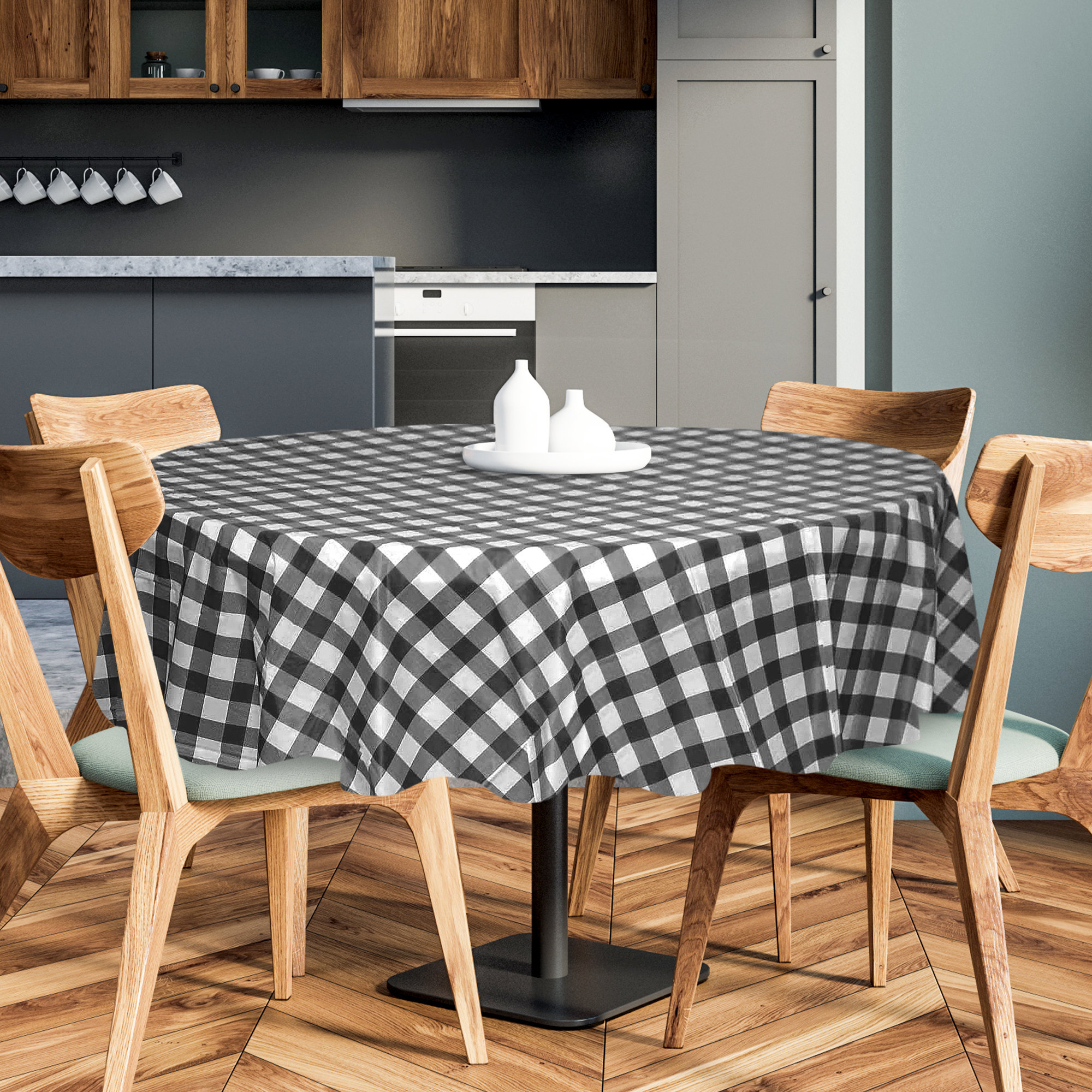 Gracie Oaks Joerell Round Checkered Tablecloth | Wayfair