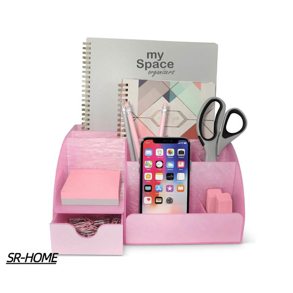 SR-HOME Pink Desk Organizer Office, Acrylic, With Drawer - Wayfair Canada
