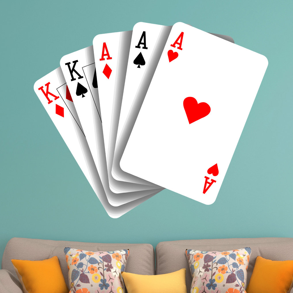Ebern Designs Poker Playing Cards Casino Gambling Wall Decal | Wayfair