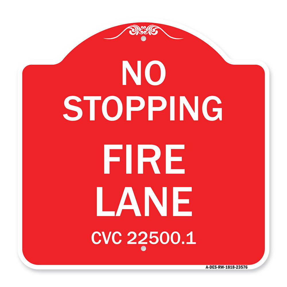 Signmission Designer Series Sign - No Stopping Fire Lane - Refer To CVC ...