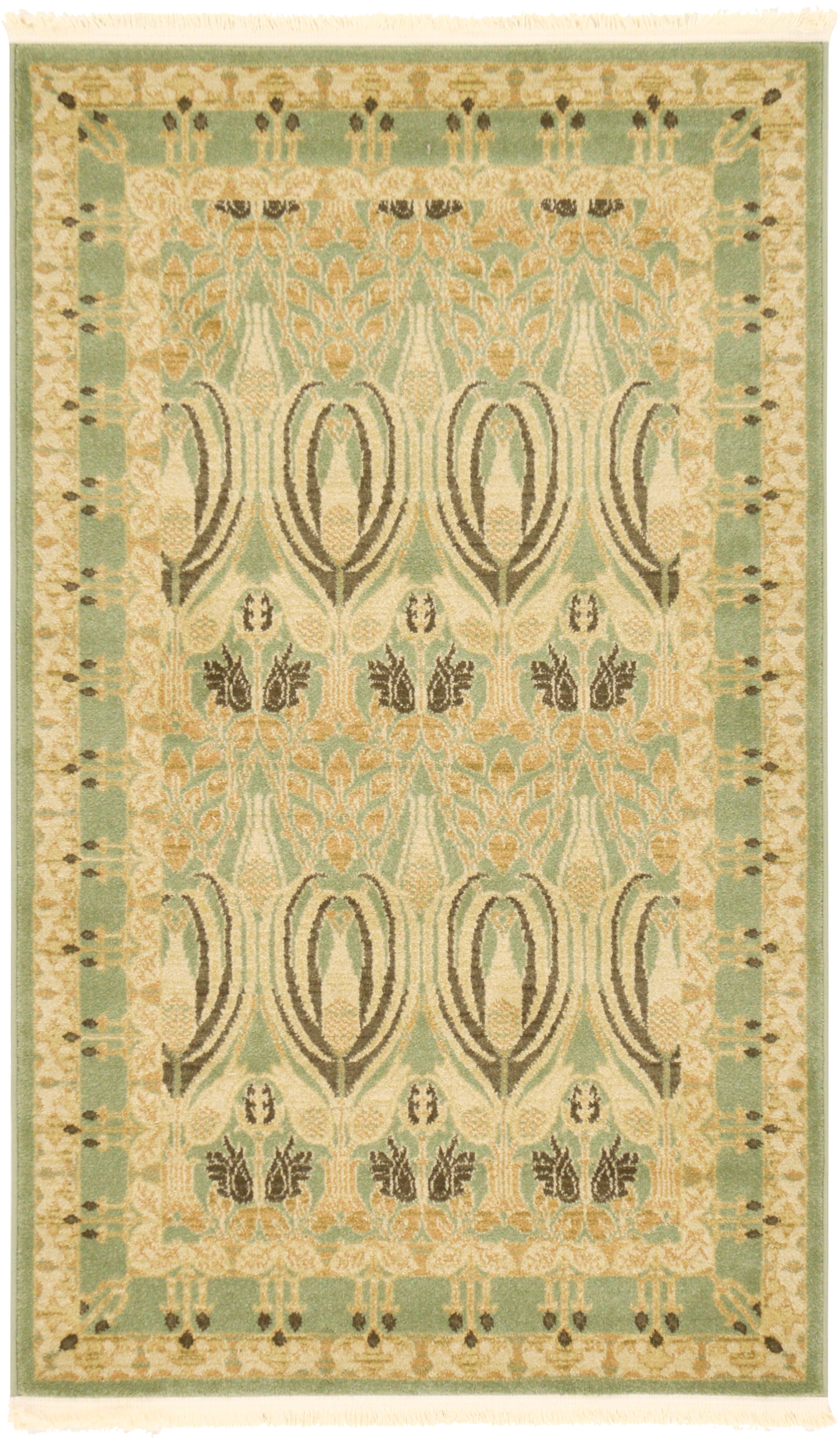 Charlton Home® Moore Ikat Tufted Area Rug in Light Green/Beige ...
