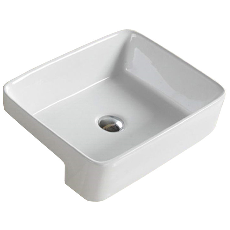 RoyalPurpleBathKitchen White Ceramic Rectangular Semi-Recessed Vessel ...
