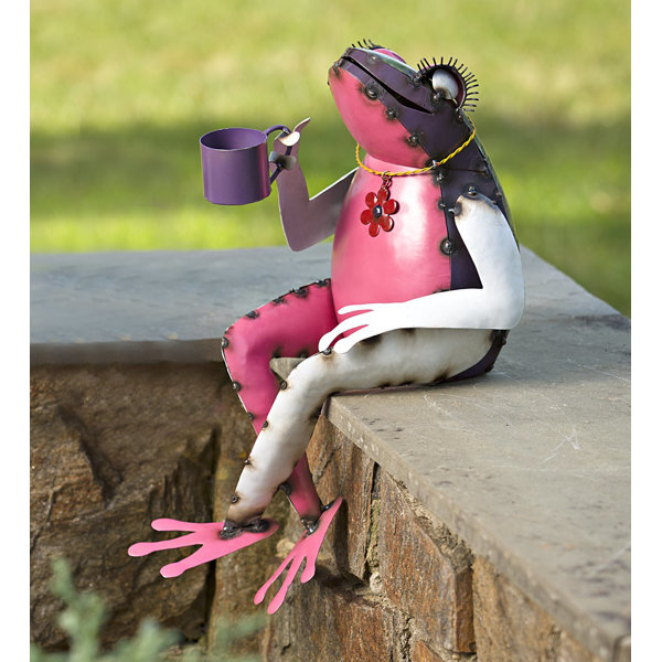Plow & Hearth Tea Sipping Frog Garden Art & Reviews | Wayfair