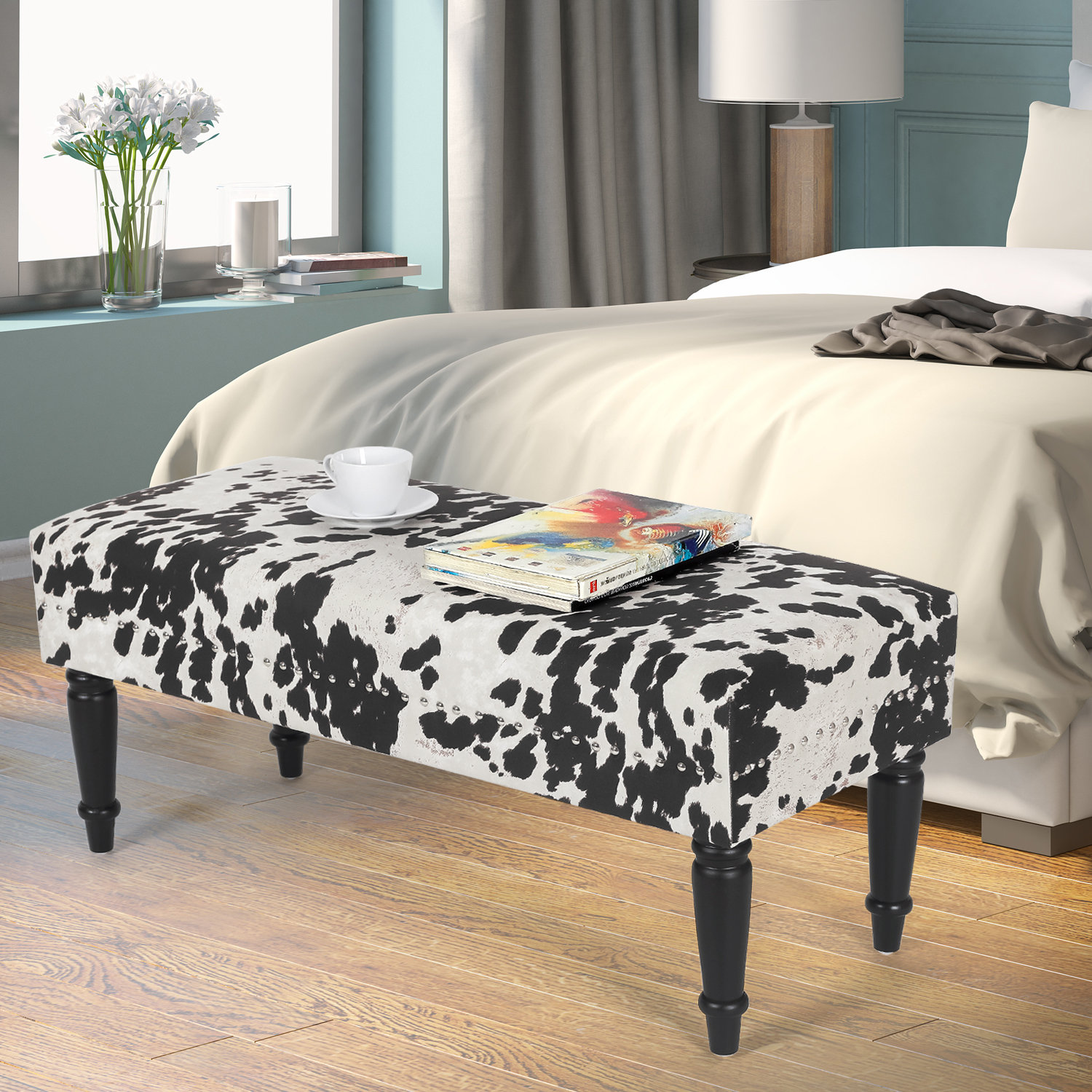 August Grove® Flaxton 16.9'' Wide Square Animal Print Footstool Ottoman ...