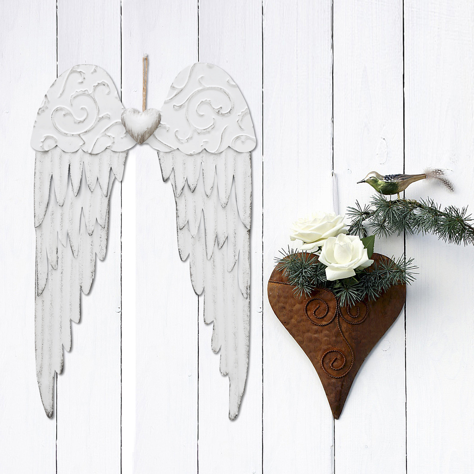 Trinx Metal Angel Wings Wall Decor Decorative Angel Wings Wall Art ...