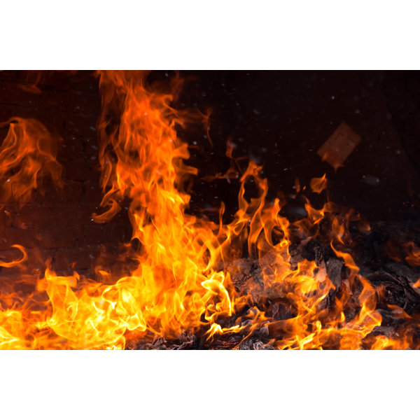 Ebern Designs Fire Flames Background - Wrapped Canvas Photograph | Wayfair