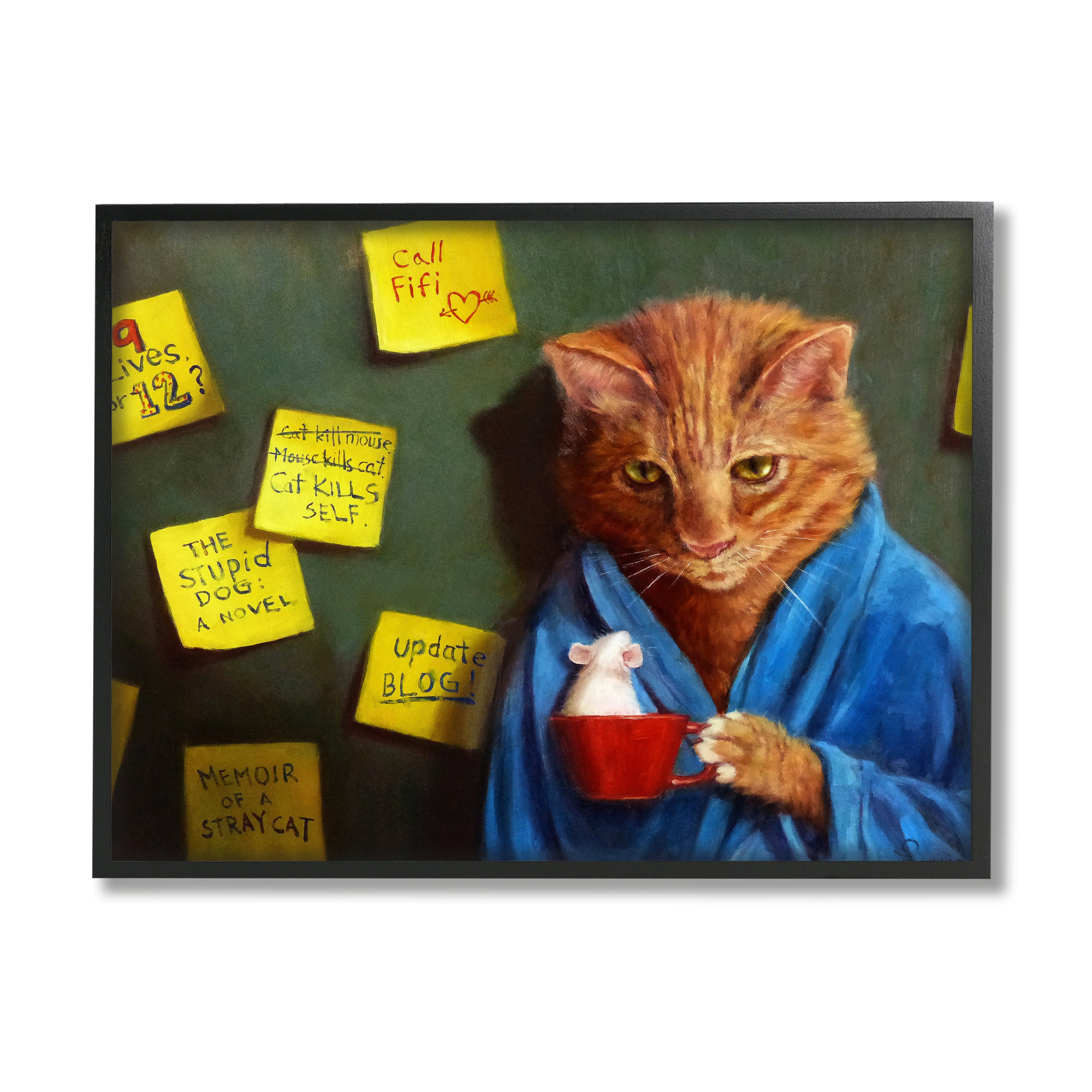 Stupell Industries Funny Cat Morning Coffee Memo Reminders by - Floater ...