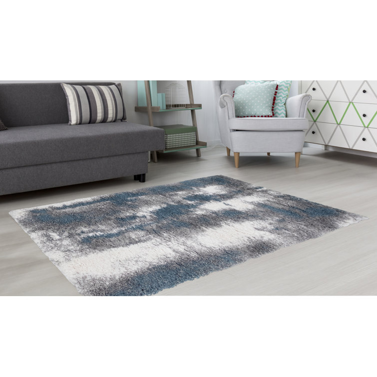 17 Stories Shag Zara Blue/Grey Rug | Wayfair
