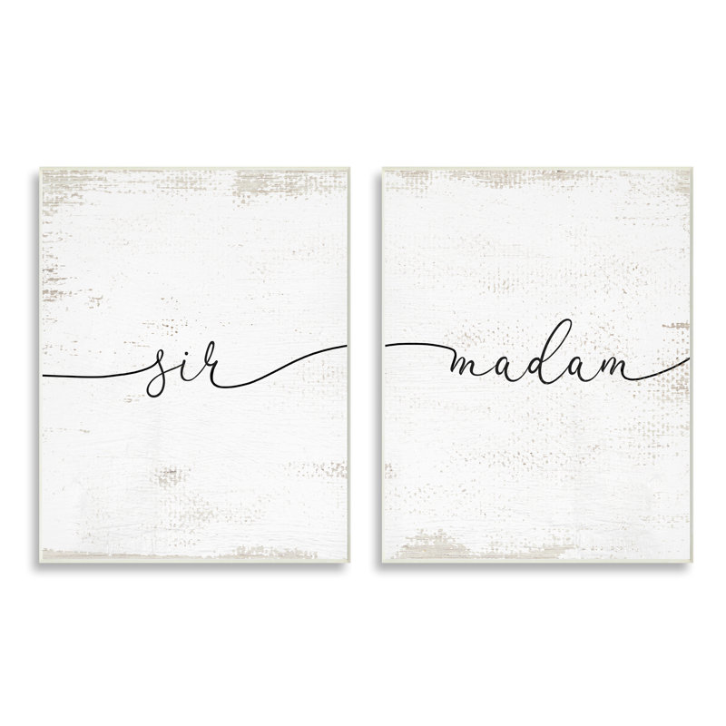 Stupell Industries Charming Madam & Sir Calligraphy Simple Rustic Motif ...