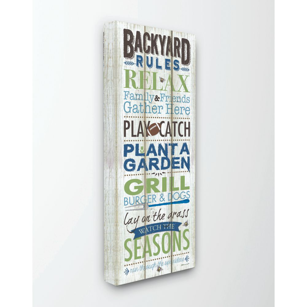 Ebern Designs Backyard Rules Word Family Wood Textured Word Design ...