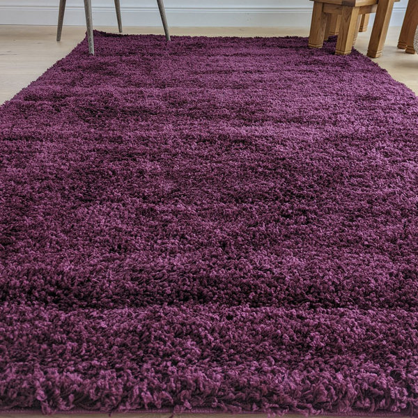 Ebern Designs Purple Plain Non Shed 4Cm Shaggy Rug | Wayfair.co.uk