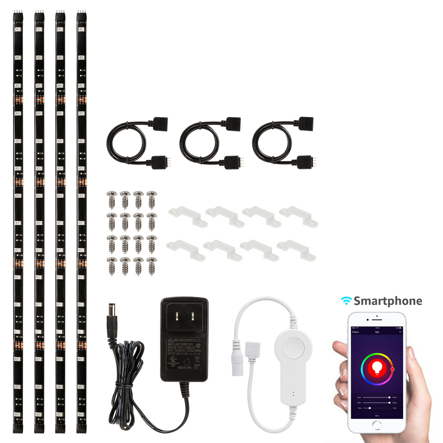 TORCHSTAR LED Smart Under Cabinet Strip Light Plug-in, Multi-Color ...