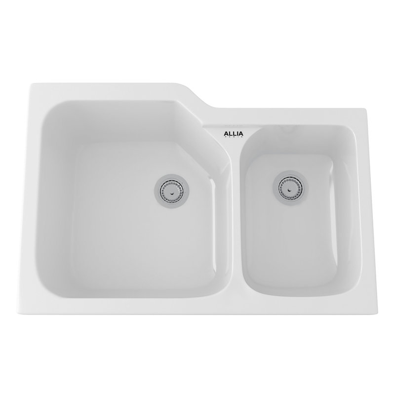Rohl Allia™ 33" Fireclay 2 Bowl Undermount Kitchen Sink | Wayfair