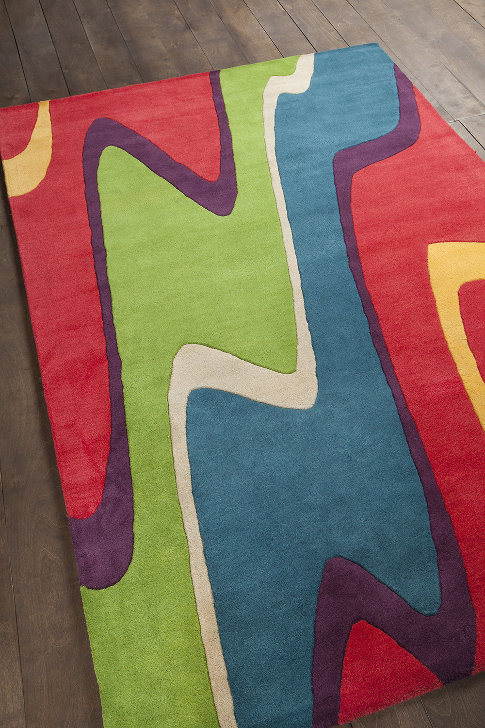 Orren Ellis Stickel Handmade Tufted Wool Red/Green Rug | Wayfair