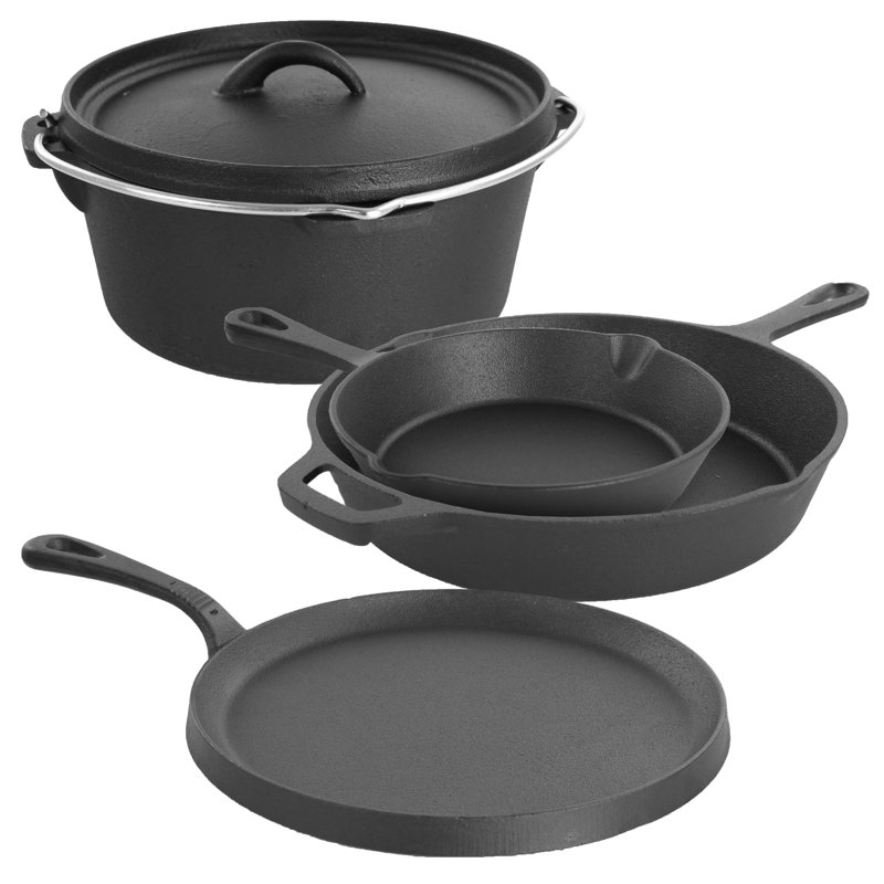 Mega Chef 5 Pieces Cast Iron Cookware Set & Reviews | Wayfair