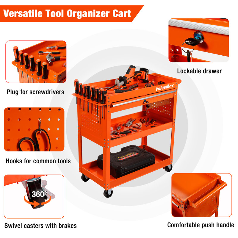 WFX Utility™ Chariot à outils sur roulettes à 3 niveaux Selig ...