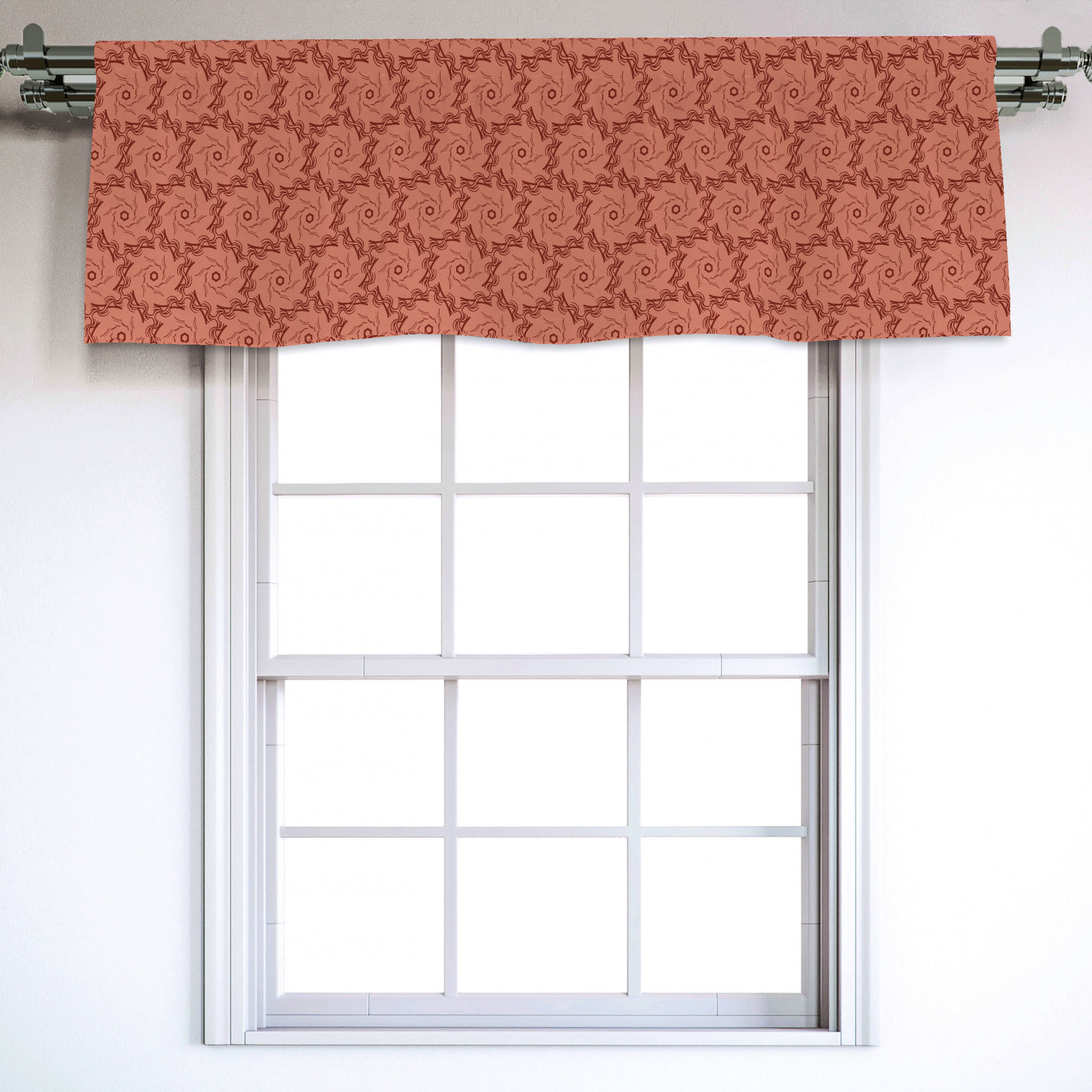 East Urban Home Floral Sateen Ruffled 54'' Window Valance in Pale Rust ...