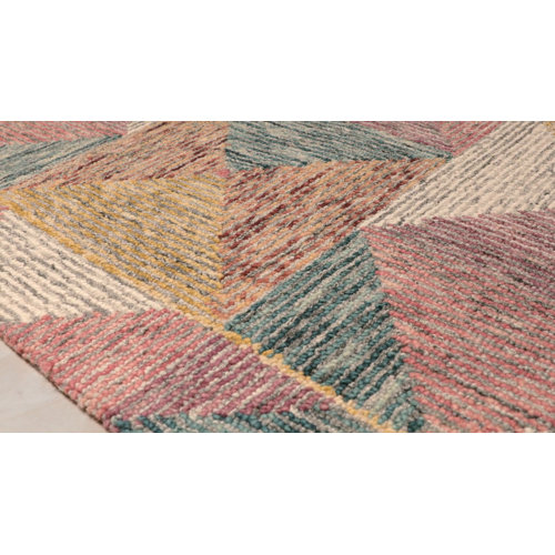 Dakota Fields Morecambe Geometric Handmade Hooked Wool Silver Area Rug ...