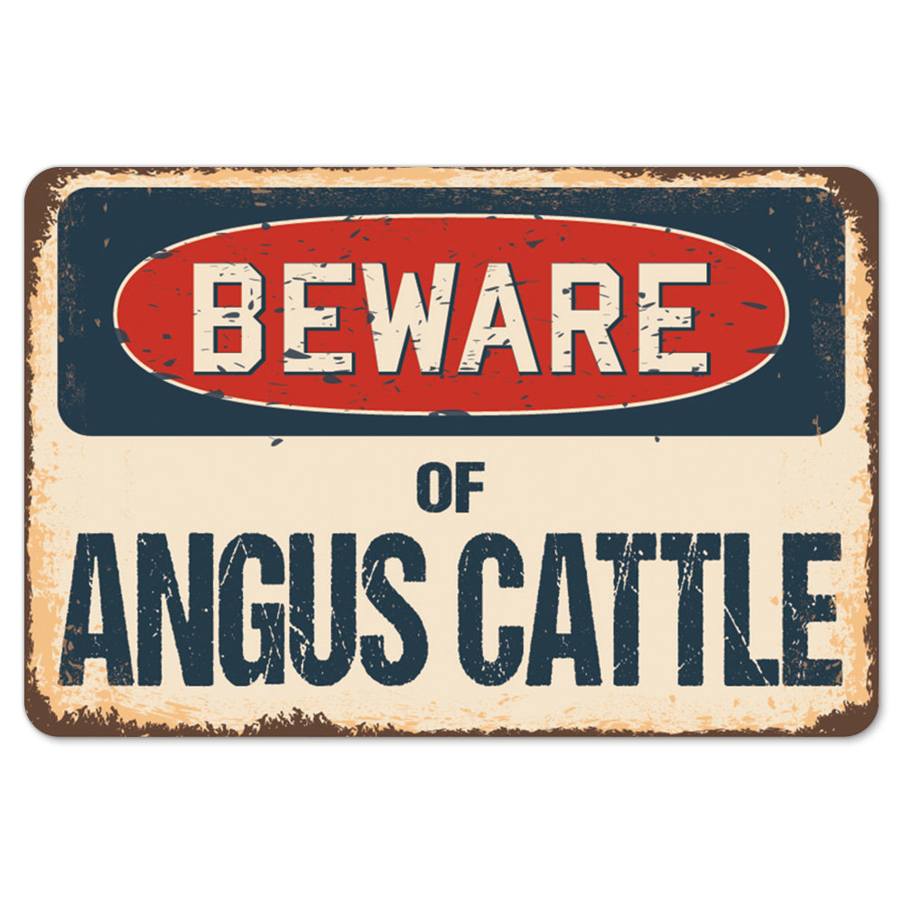 SignMission Decal-Angus Cattle_Beware Of Angus Cattle Rustic Sign ...