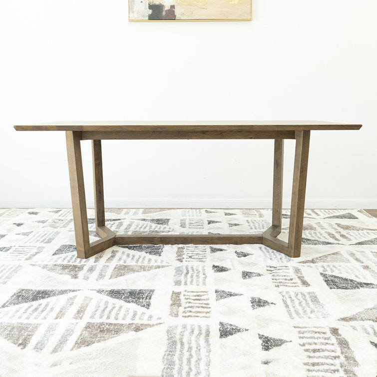 Gracie Oaks Jeb 71'' Eucalyptus Solid Wood Trestle Dining Table ...