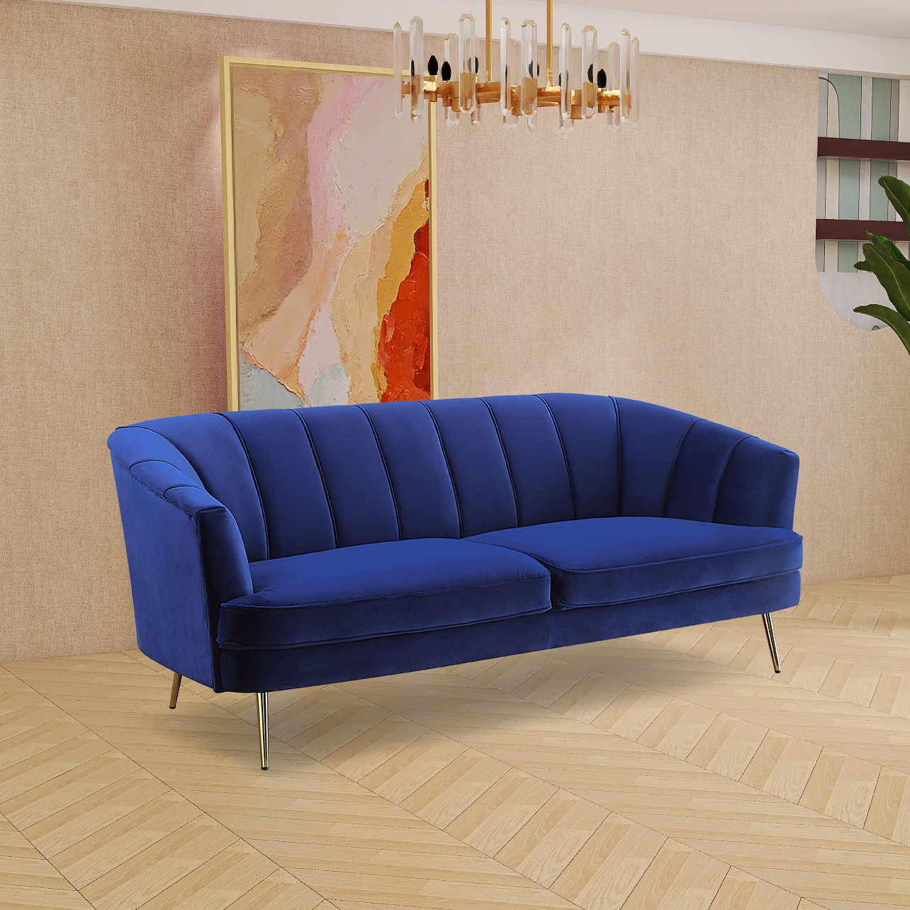 Everly Quinn Nared 78'' Velvet Tufted Curved Loveseat | Wayfair