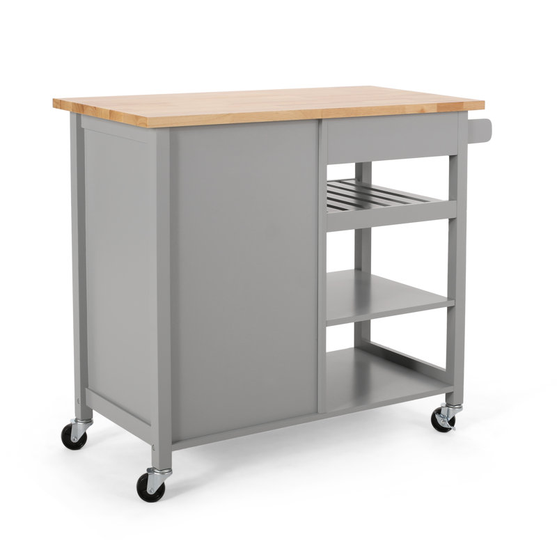 Prep & Savour 41.75'' Wide Rolling Kitchen Cart with Solid Wood Top ...