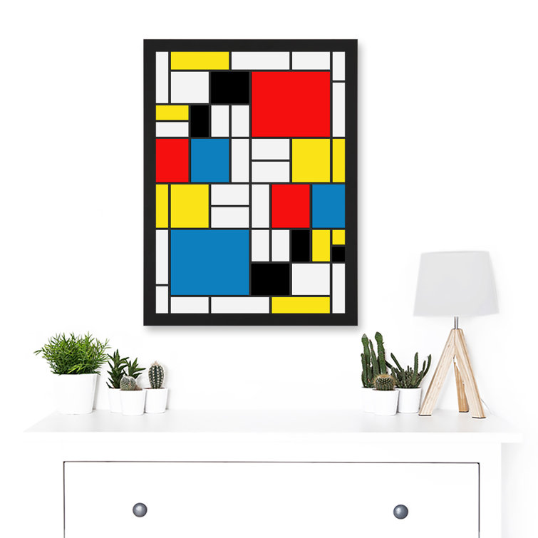 Ebern Designs Mondrian Abstract Cubes Squares by Piet Mondrian ...