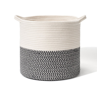 Highland Dunes Decorative Woven Cotton Rope Basket, Laundry Basket ...