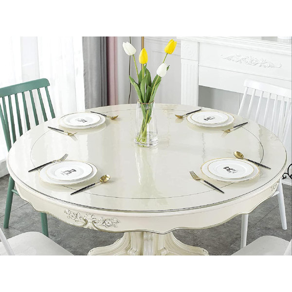 Latitude Run® Clear Round Table Protector, Round Table Cover ...