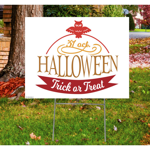 The Holiday Aisle® Halloween Trick or Treat Yard Sign 4 Garden Stake ...