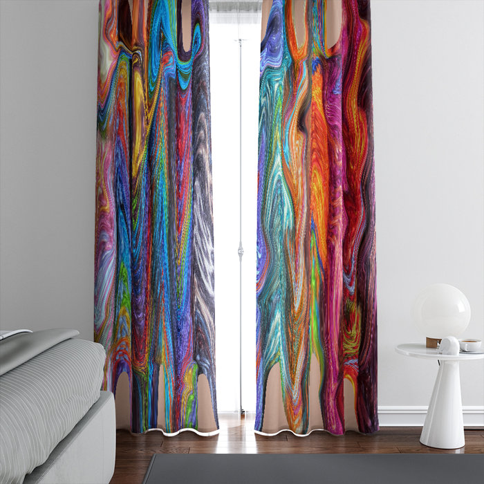 Folk N Funky Abstract Semi-Sheer Curtain Panels (DSQ is set to 2 ...