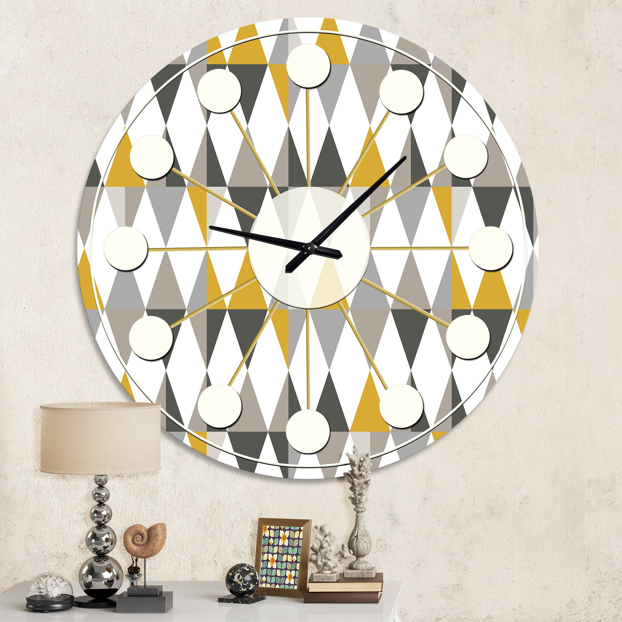 East Urban Home Diamond Retro VIII - Mid-Century Modern wall clock ...