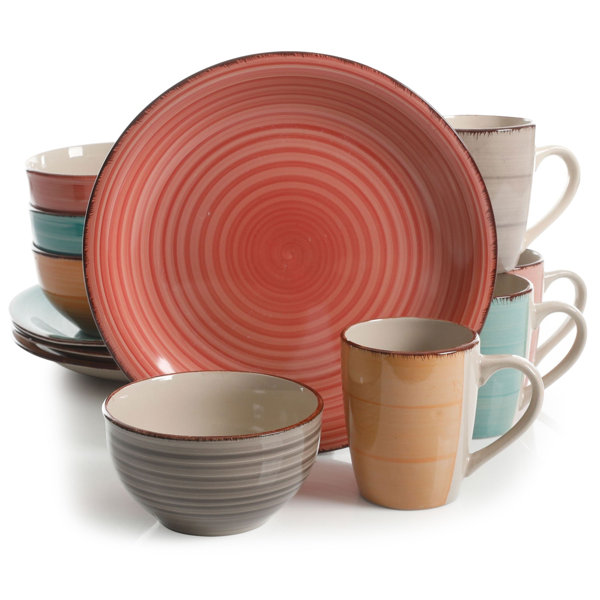 Loon Peak Colour Vibes Pastel 12 Piece Mix And Match Stoneware ...