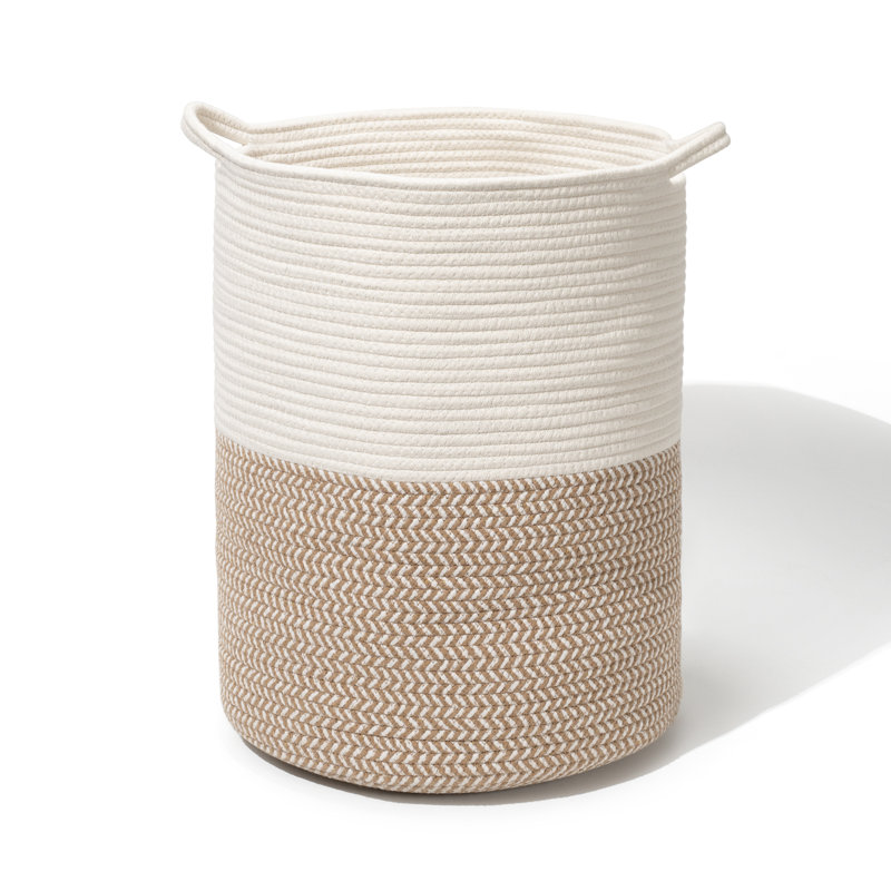 Highland Dunes Decorative Woven Cotton Rope Basket, Laundry Basket ...