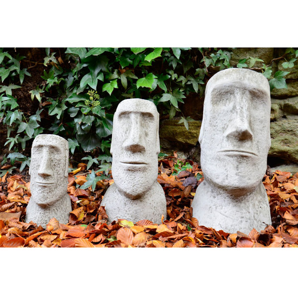 Dakota Fields Kerby 3 Piece Moai Head Stone Garden Statue Set & Reviews ...