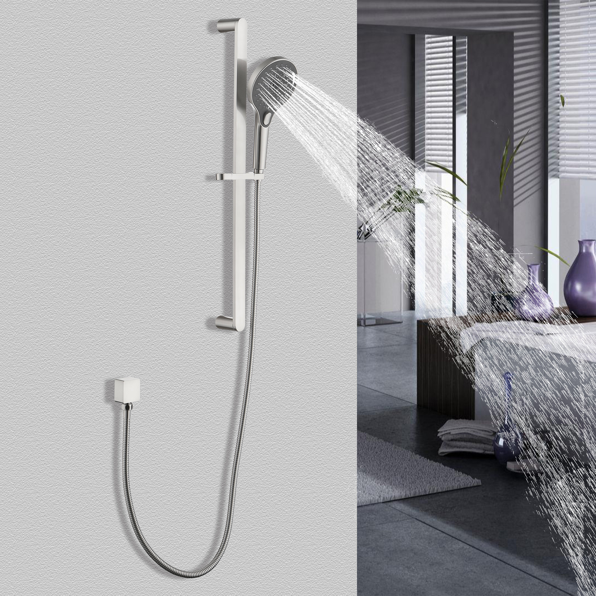 Homein Handheld Shower With Slide Bar With Multi-Spray Modes | Wayfair