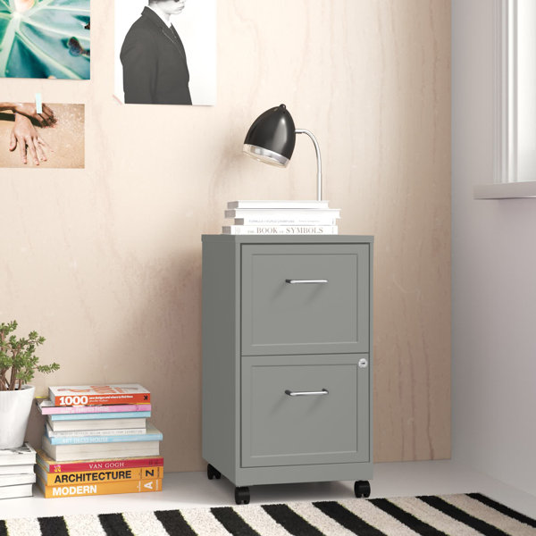 Inbox Zero Adelmo 14.5'' Wide 2 -Drawer Mobile Steel Vertical Filing ...