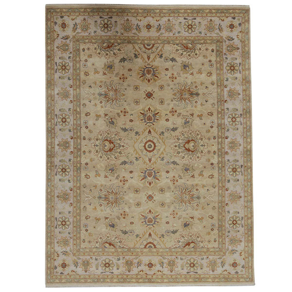 Bokara Rug Co., Inc. Handmade Hand-Knotted Wool Brown/Cream Rug | Wayfair