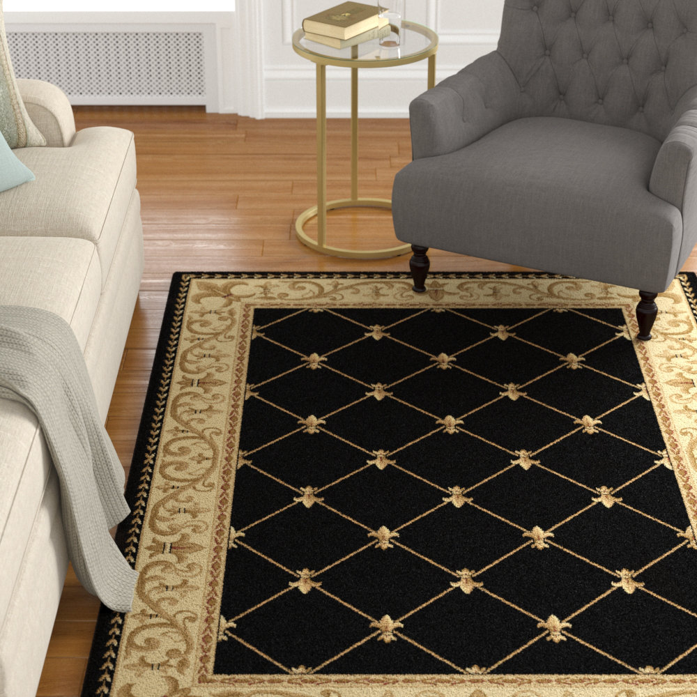 Astoria Grand Clarence Oriental Area Rug in Black/Gold & Reviews | Wayfair