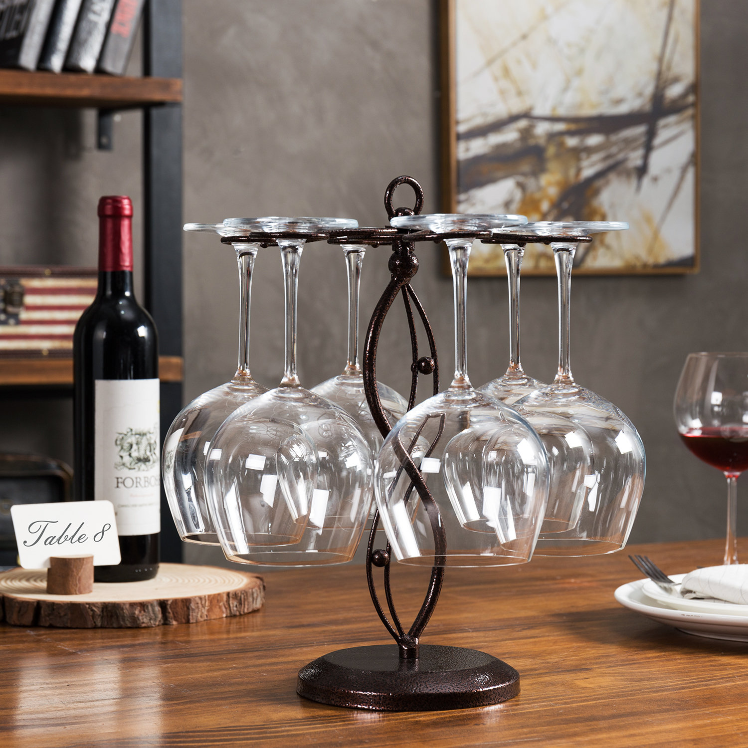 Canora Grey Buitrago Tabletop Wine Glass Rack in Bronze | Wayfair