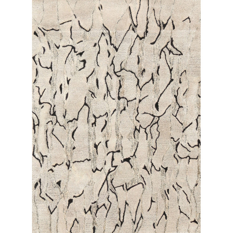 East Urban Home Abstract Beige/Black Area Rug | Wayfair