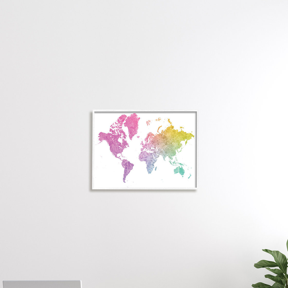 Stupell Industries Modern World Map Cool Warm Tone Ombre - Graphic Art ...