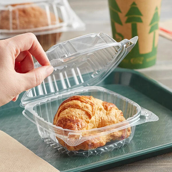 Prep & Savour 5"x5" Seal Hinged-Lid Plastic Disposable Clear Take-out ...