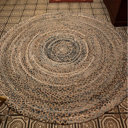 Birch Lane™ Round Geometric Handmade Handwoven Area Rug in Blue/Tan ...