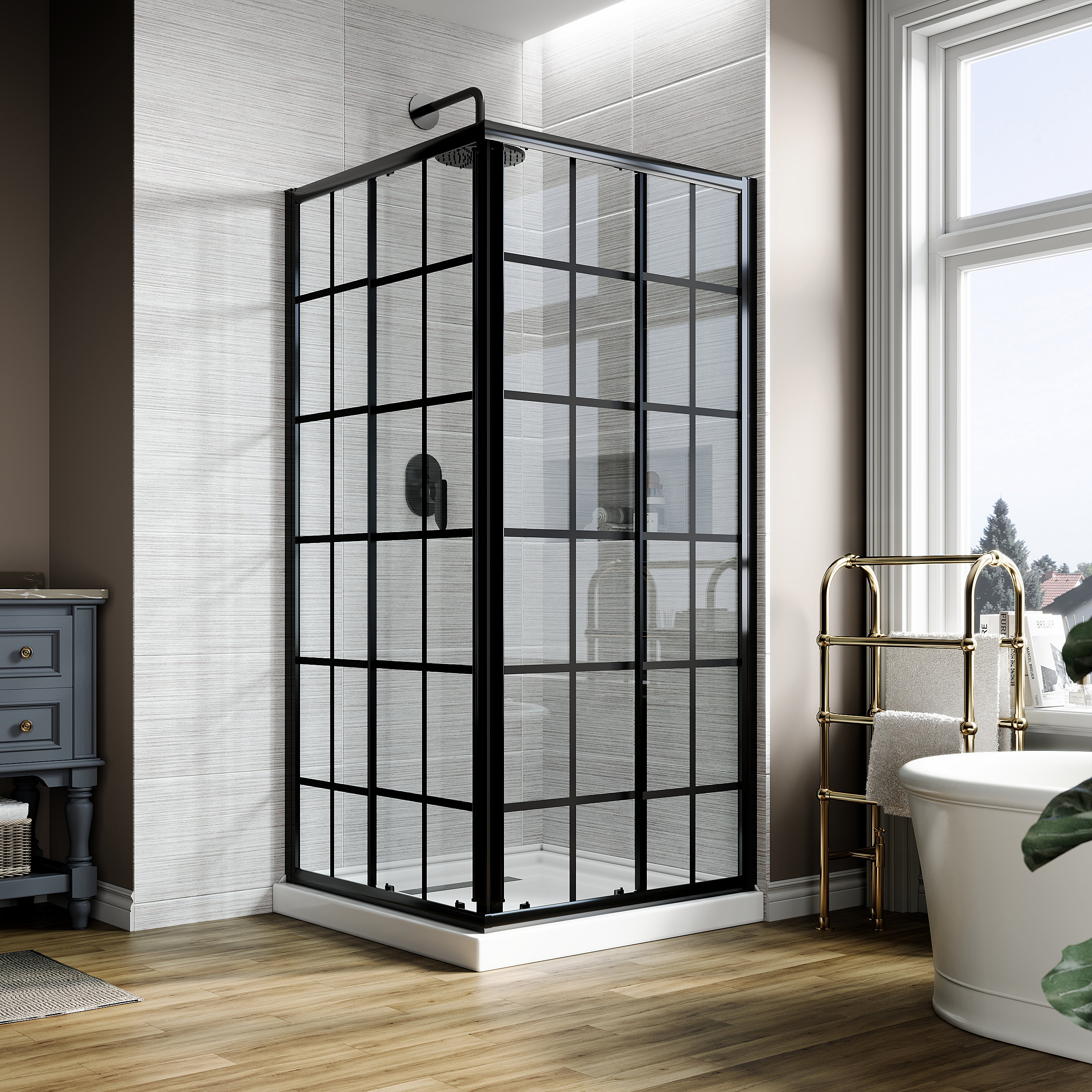 EAGLELY 36" W x 36" D x 72" H Framed Square Shower Enclosure | Wayfair