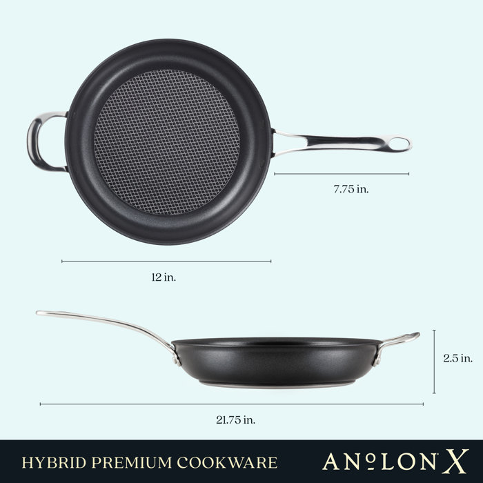 Anolon X Hybrid Cookware Nonstick Frying Pan with Helper Handle, 12 ...