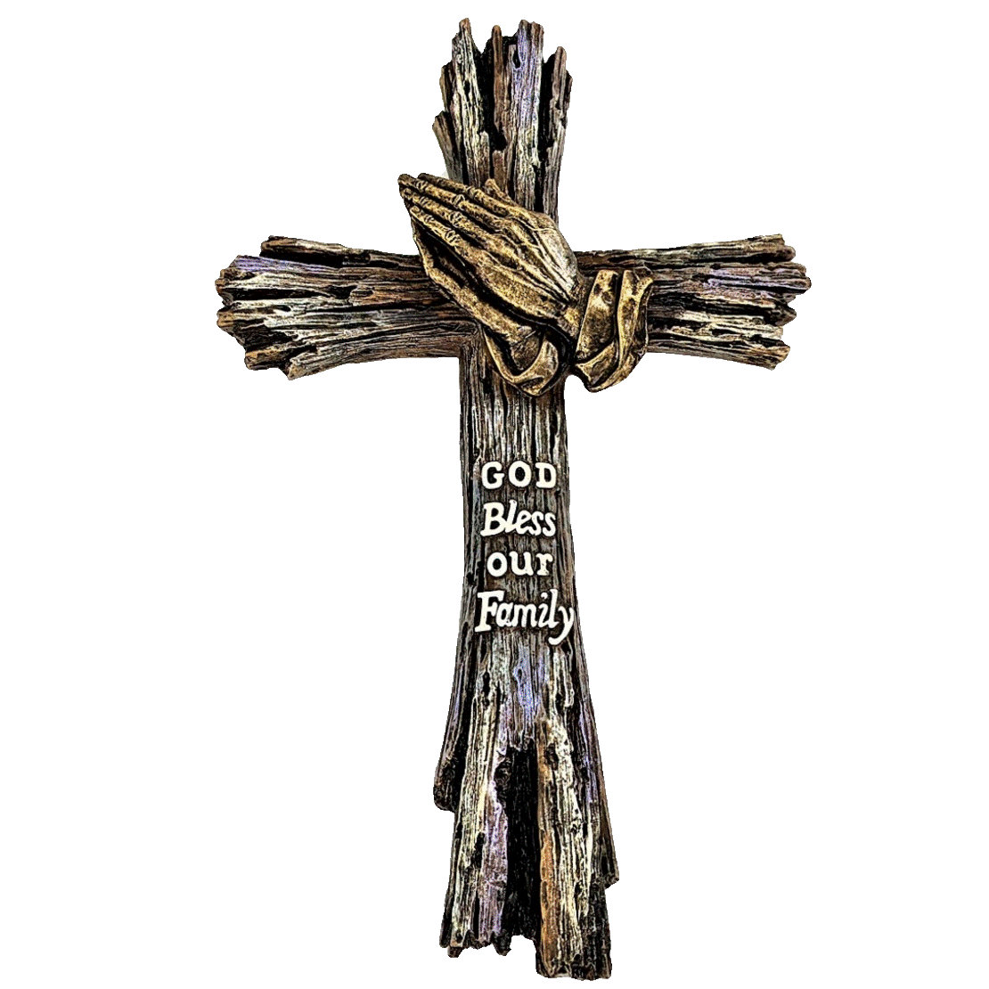 Loon Peak® Cross Praying Hands God Bless Our Family Wall Décor | Wayfair
